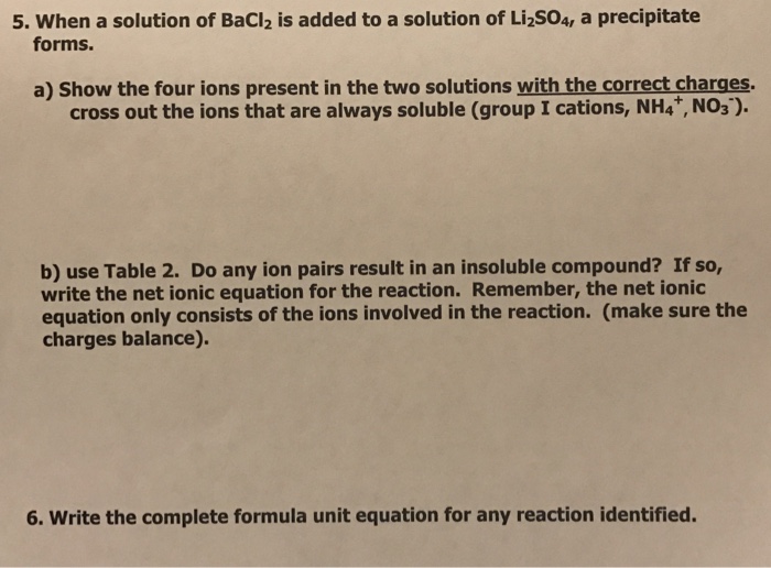 Solved 5. When a solution of Bacl2 is added to a solution of | Chegg.com
