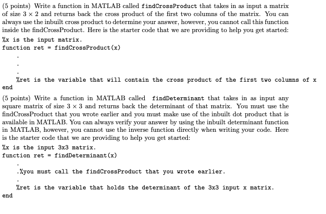 Solved (5 points) Write a function in MATLAB called | Chegg.com