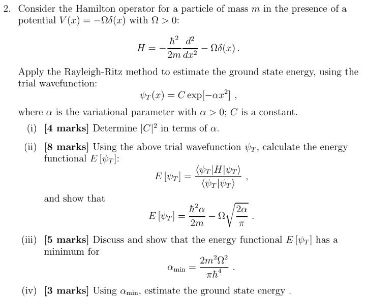 Solved Consider the Hamilton operator for a particle of mass | Chegg.com