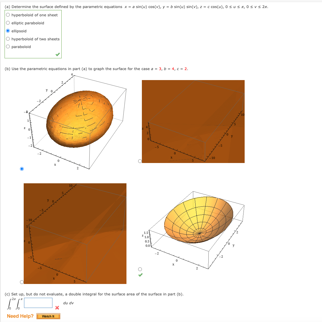 Solved (a) Determine the surface defined by the parametric | Chegg.com