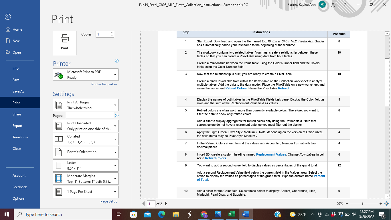 Exp 19_Excel_Cho5_ML2_Fiesta_Collection_Instructions. | Chegg.com