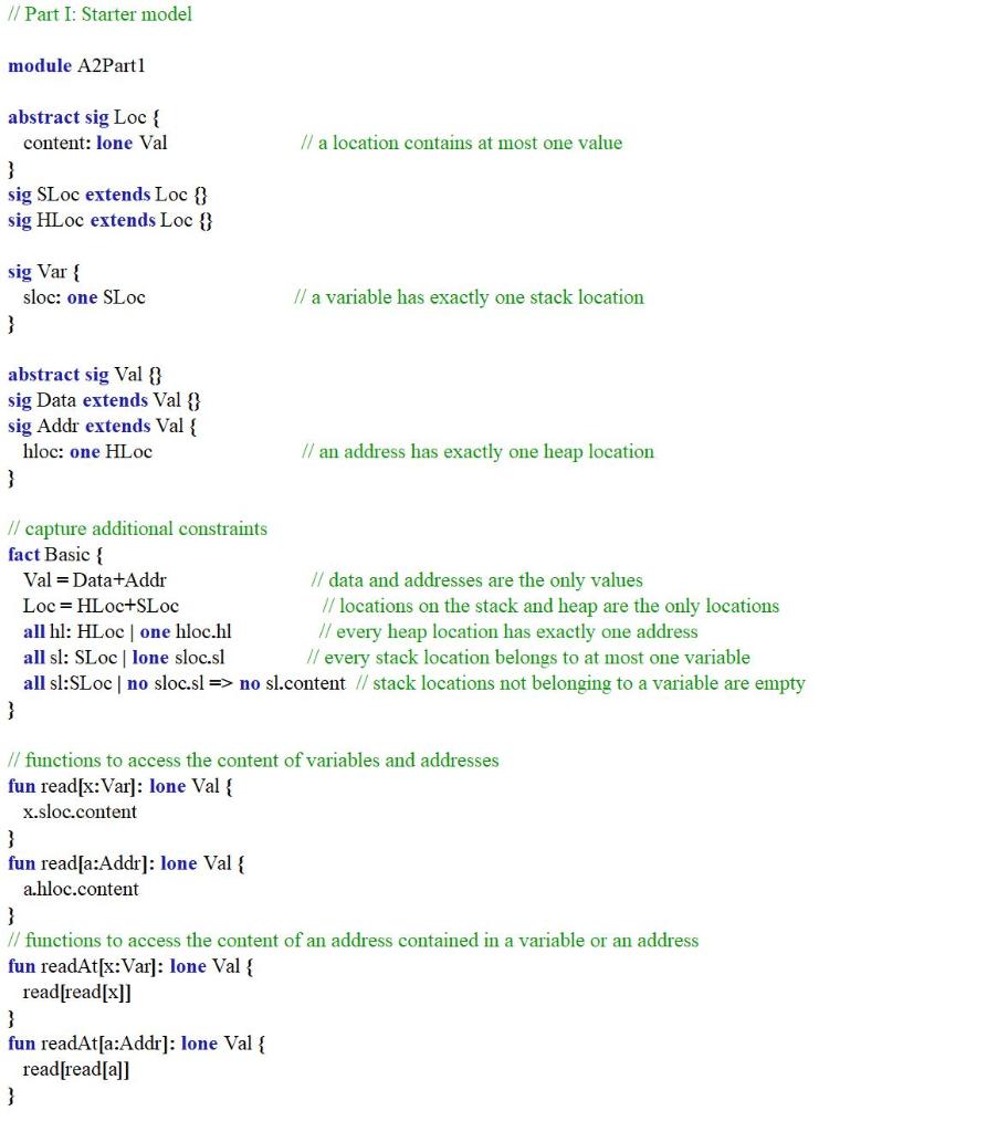// Part I: Starter model module A2Part 1// PART I: | Chegg.com