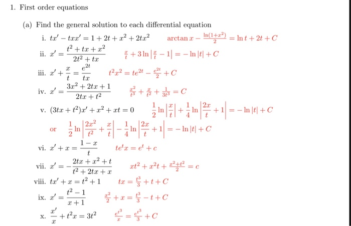 Solved 1. First order equations (a) Find the general | Chegg.com