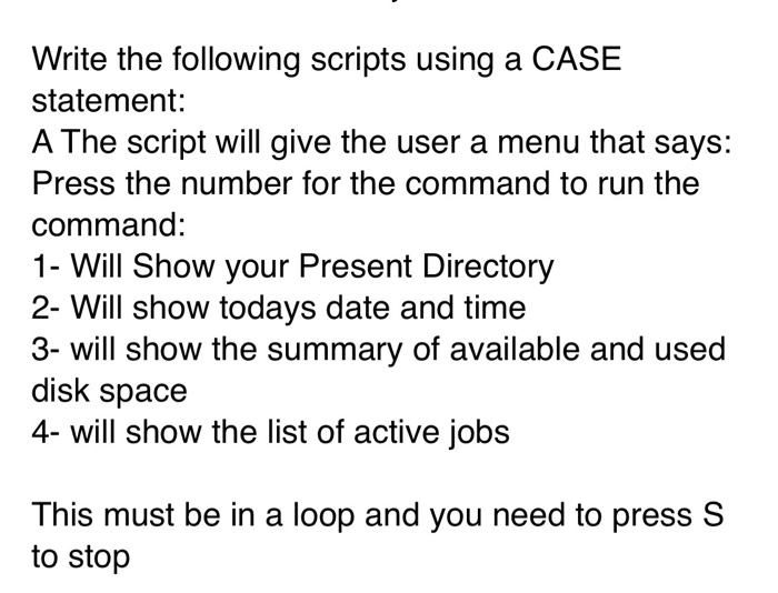 Solved Write the following scripts using a CASE statement: A | Chegg.com