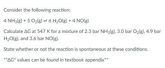 Solved Consider the following reaction: 4NH3( g)+5O2( | Chegg.com