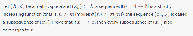 Solved Let (x,d) ﻿be a metric space and (xn)subx ﻿a | Chegg.com