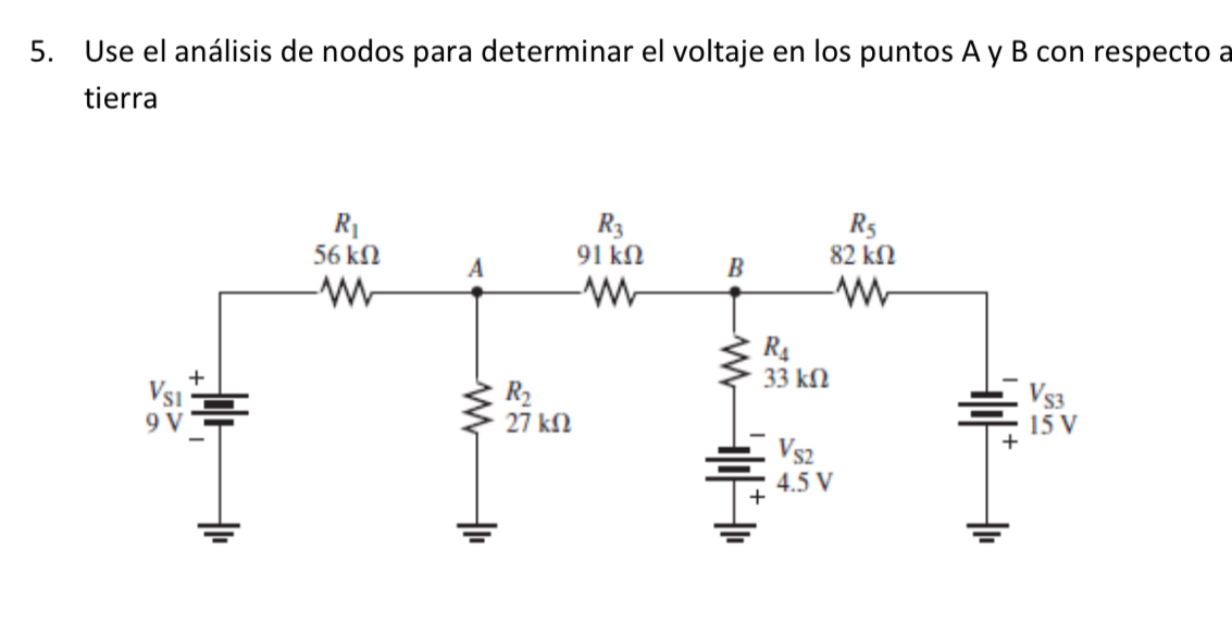 Solved Use el análisis de nodos para determinar el voltaje | Chegg.com