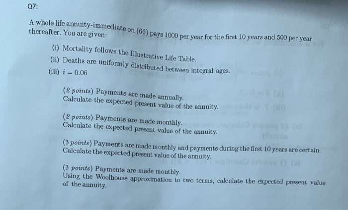 Solved long term actuarial math question need a step by step | Chegg.com