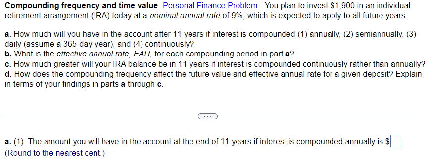 Solved Continuous compounding For the case in the following | Chegg.com