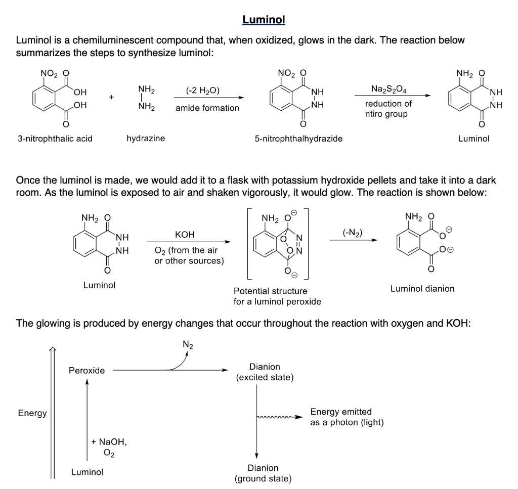 Solved Luminol Luminol is a chemiluminescent compound that, | Chegg.com