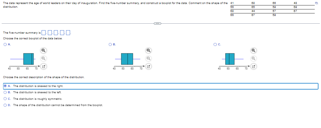 Solved The five-number summary is, . . . Choose the correct | Chegg.com