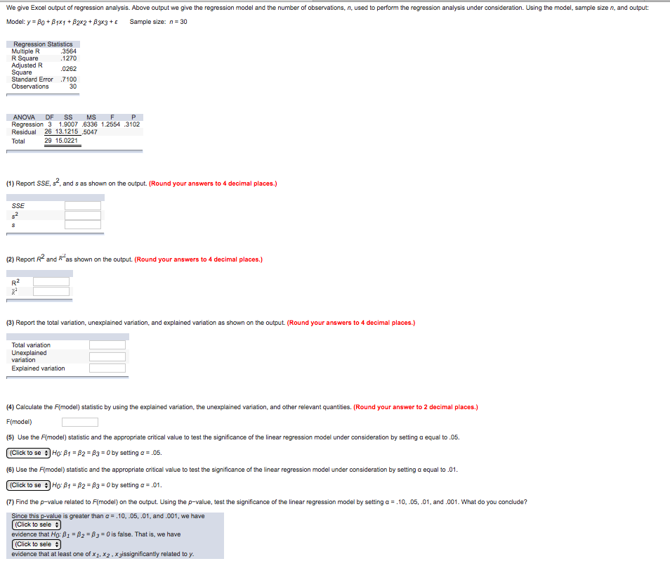 Solved We give Excel output of regression analysis. Above | Chegg.com