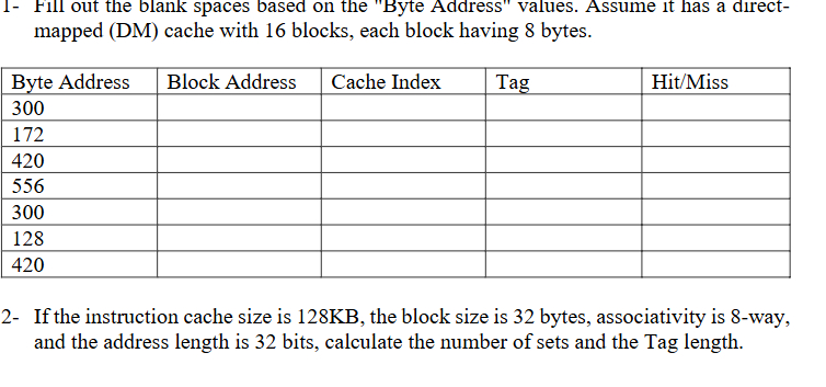 Solved complete the following:1- ﻿Fill out the blank spaces | Chegg.com
