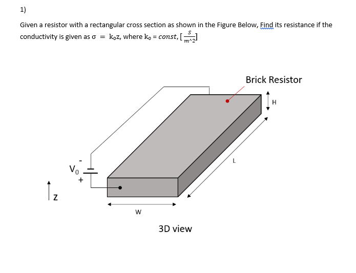 Solved 1) Given a resistor with a rectangular cross section | Chegg.com