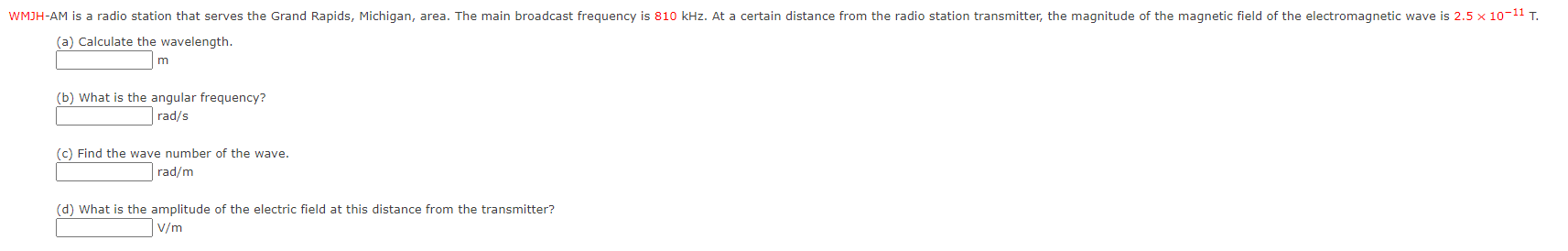 Solved WMJH-AM is a radio station that serves the Grand | Chegg.com