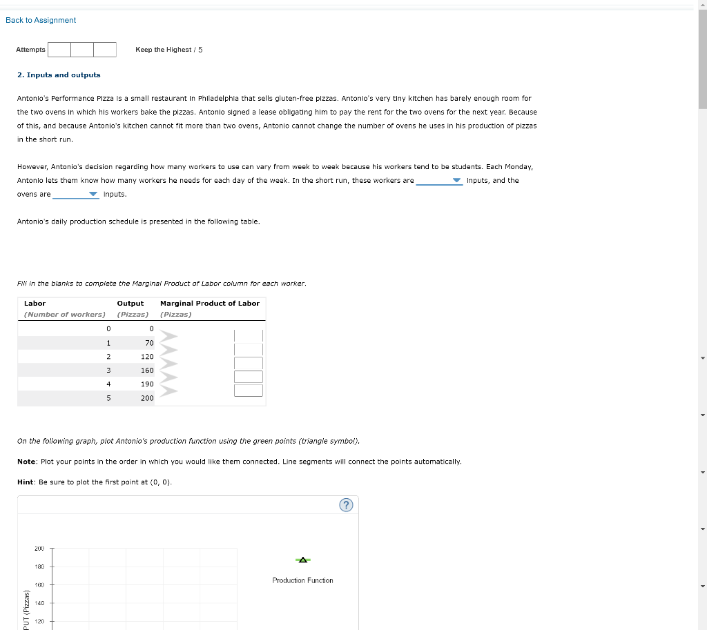 Solved Back to Assignment Attempts Keep the Highest / 5 2. | Chegg.com