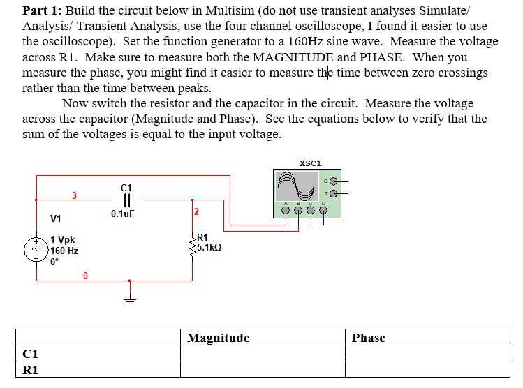 Solved Part 1: Build the circuit below in Multisim (do not | Chegg.com