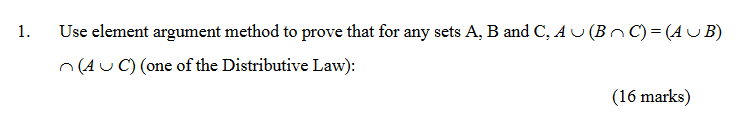 Solved 1. Use element argument method to prove that for any | Chegg.com Solved 1. Use element argument method to prove that for any | Chegg.com