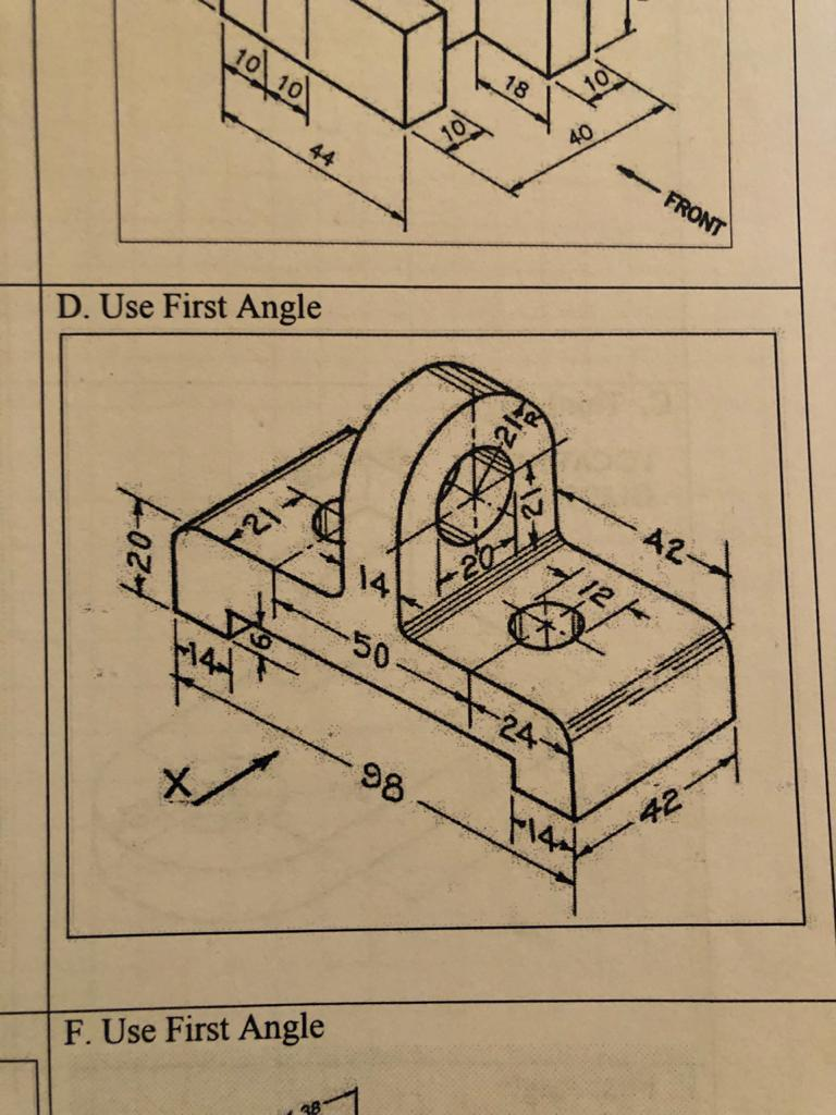 Solved using autocad do the drawing in 3 views ( top , side | Chegg.com