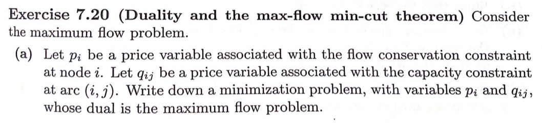 Solved Exercise 7.20 (Duality and the max-flow min-cut | Chegg.com