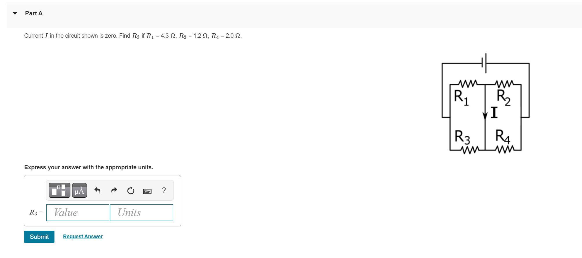 Solved Current I in the circuit shown is zero. Find R3 if | Chegg.com