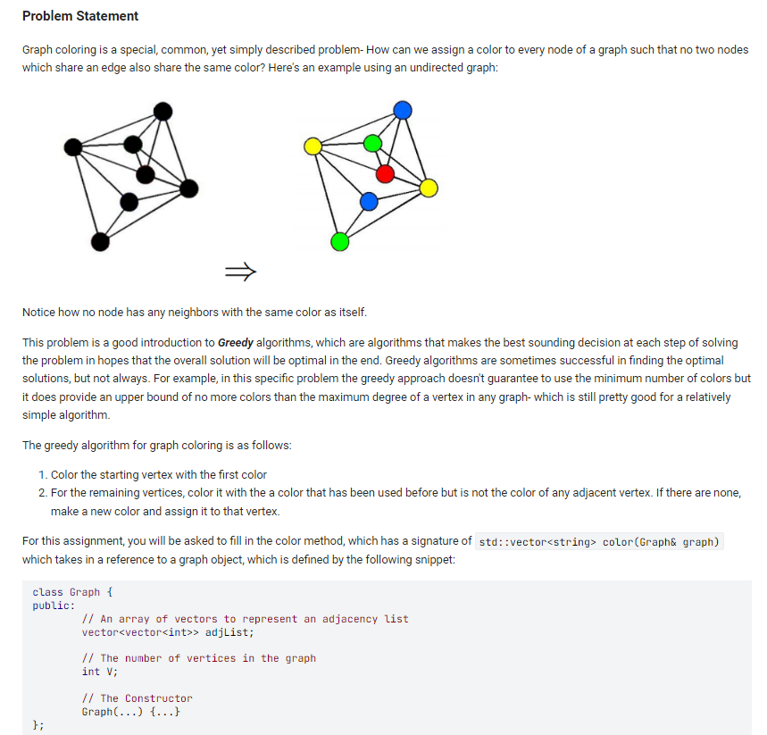 Solved Problem Statement Graph coloring is a special, | Chegg.com