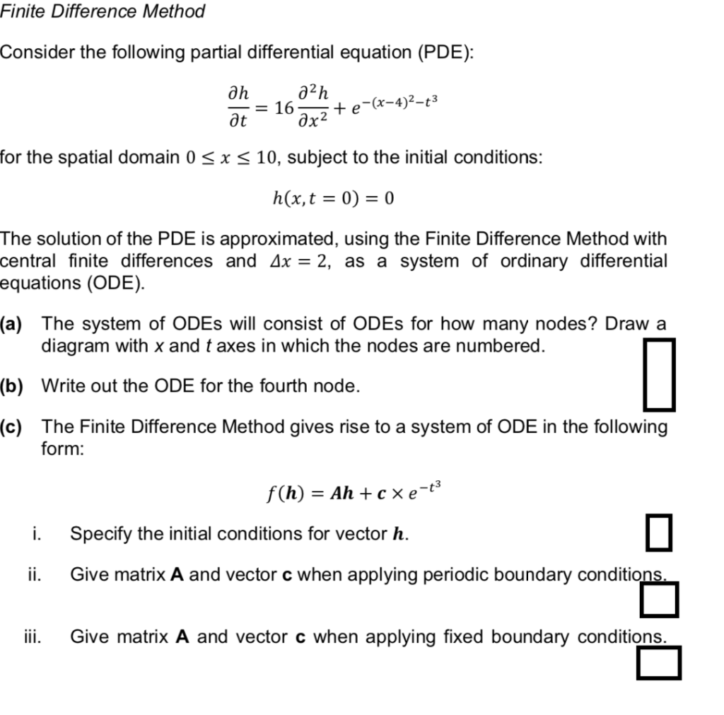 Finite Difference Method Consider the following | Chegg.com