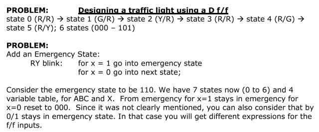 Solved PROBLEM: Desianing a traffic liaht using a Df/f state | Chegg.com