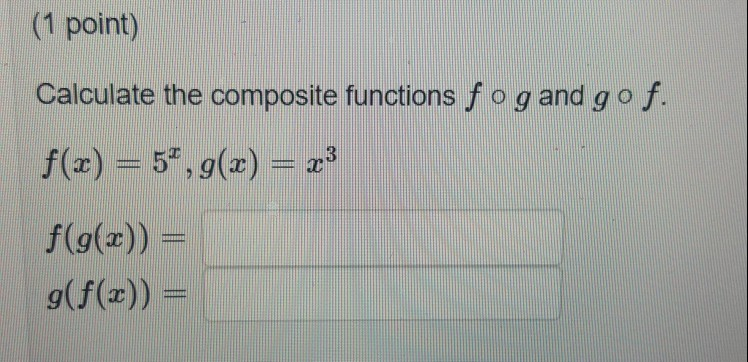Solved (1 point) Calculate the composite functions fog and | Chegg.com