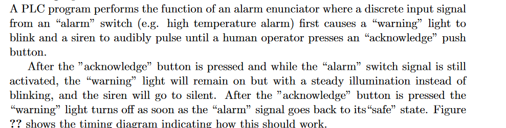 A PLC program performs the function of an alarm | Chegg.com