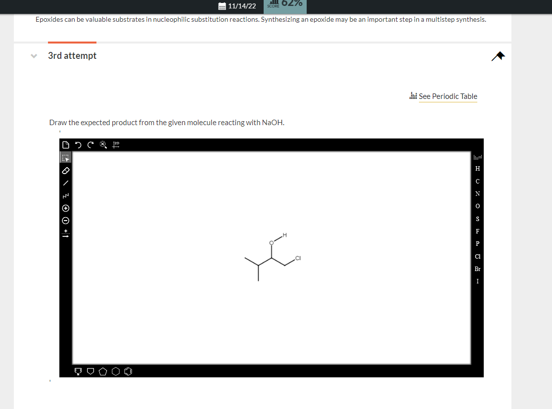 Solved 3rd attempt Draw the expected product from the given | Chegg.com