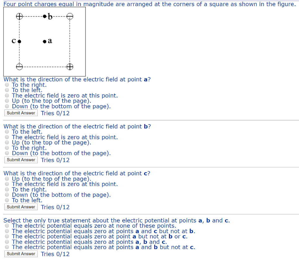 Solved Four point charges equal in magnitude are arranged at | Chegg.com