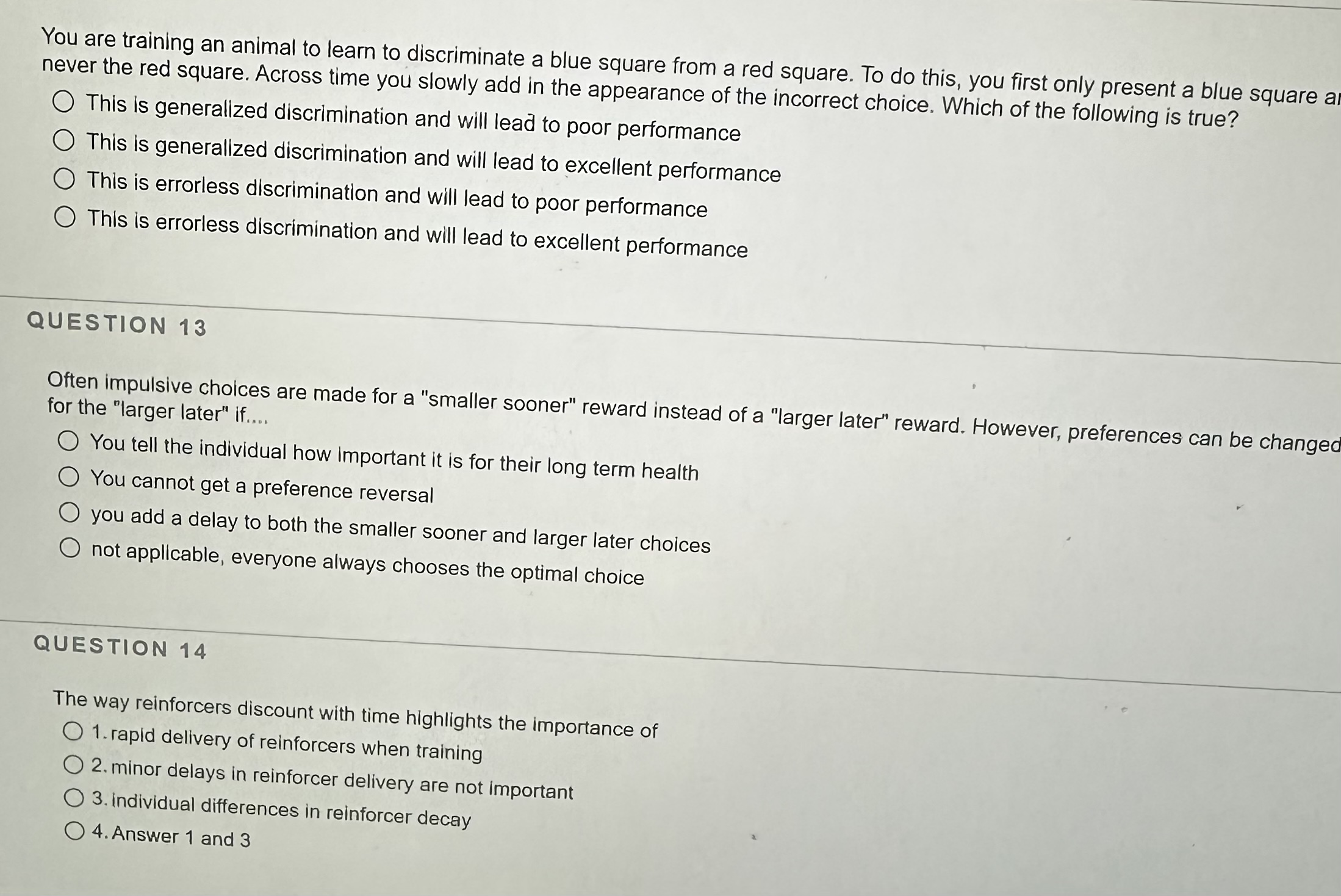 Solved You are training an animal to learn to discriminate a | Chegg.com