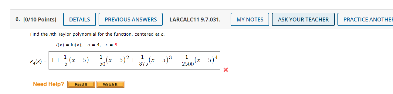 Solved 6. [0/10 Points] DETAILS PREVIOUS ANSWERS LARCALC11 | Chegg.com