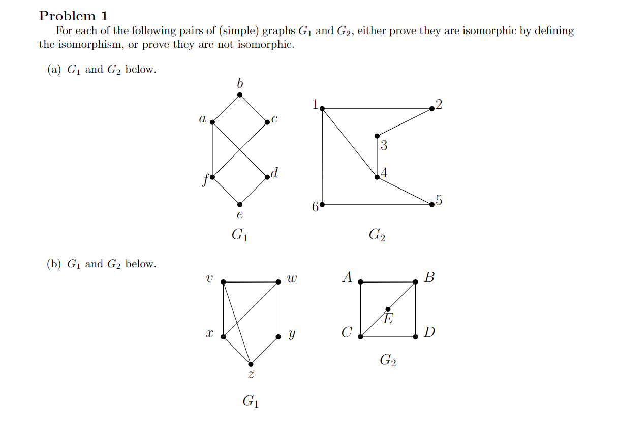 Solved Problem 1 For each of the following pairs of (simple) | Chegg.com