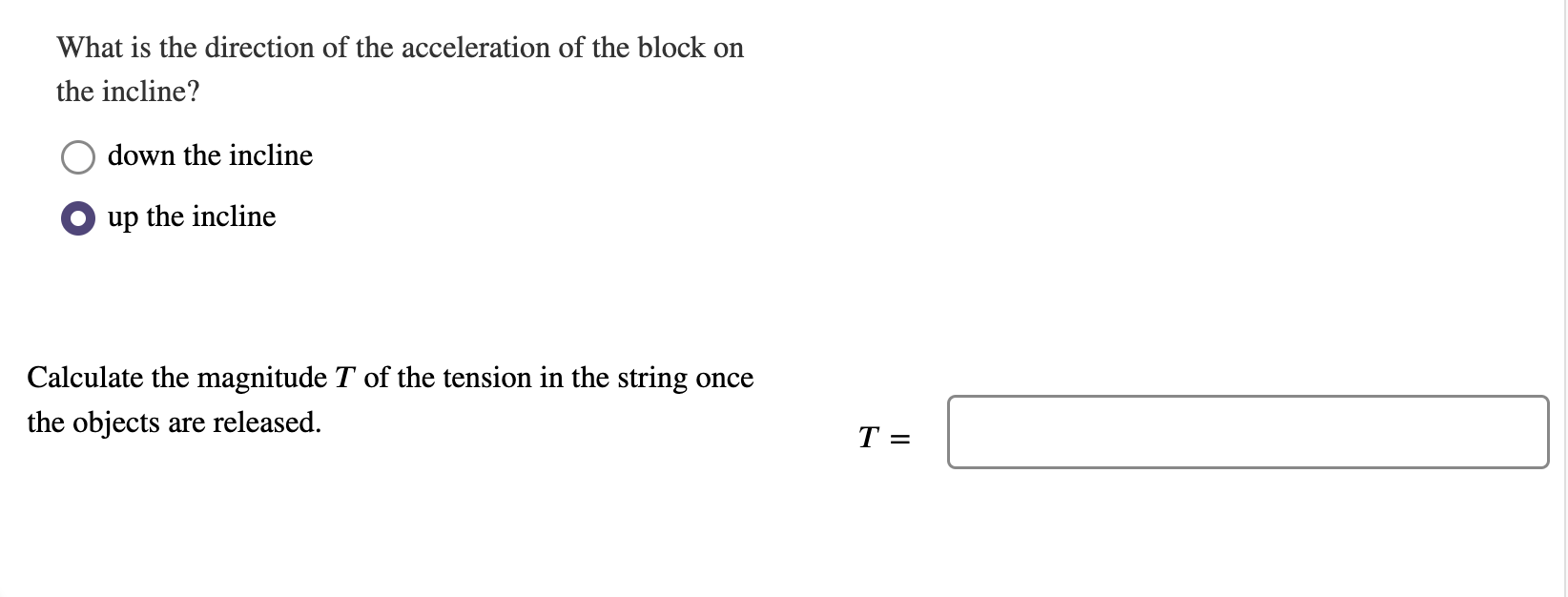 Solved Object 1 with mass M1=2.95 kg is held in place on an | Chegg.com