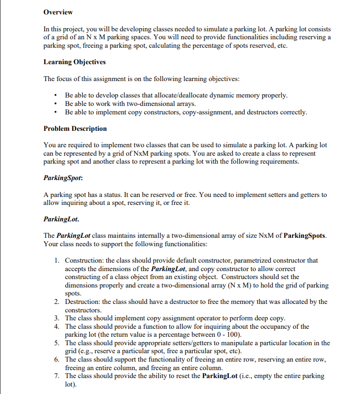 Solved Overview In this project, you will be developing | Chegg.com