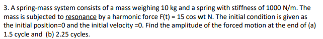 Solved 3 A Spring Mass System Consists Of A Mass Weighing