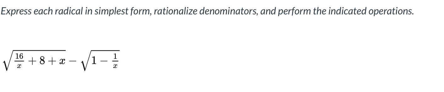 Solved Express each radical in simplest form, rationalize | Chegg.com