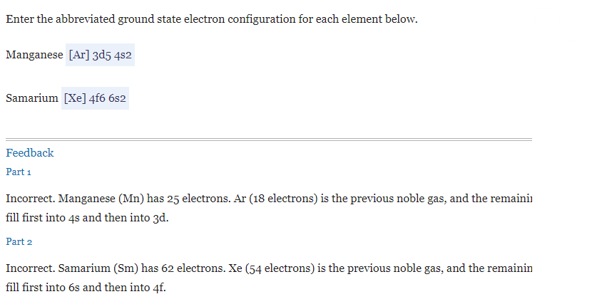 Solved Enter the abbreviated ground state electron | Chegg.com