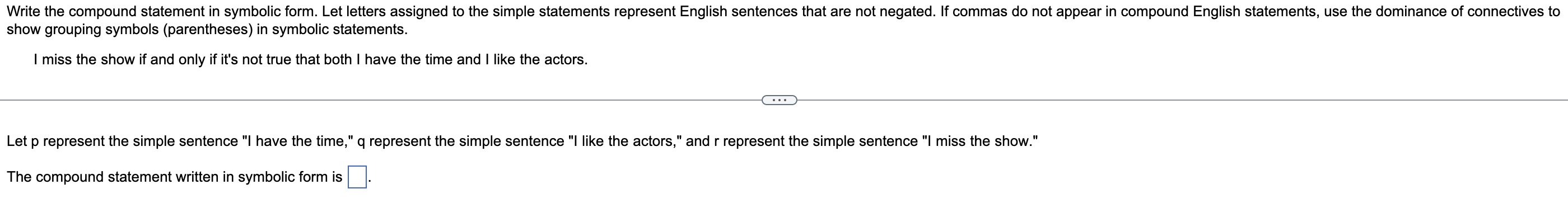 Solved Write the compound statement in symbolic form. Let | Chegg.com