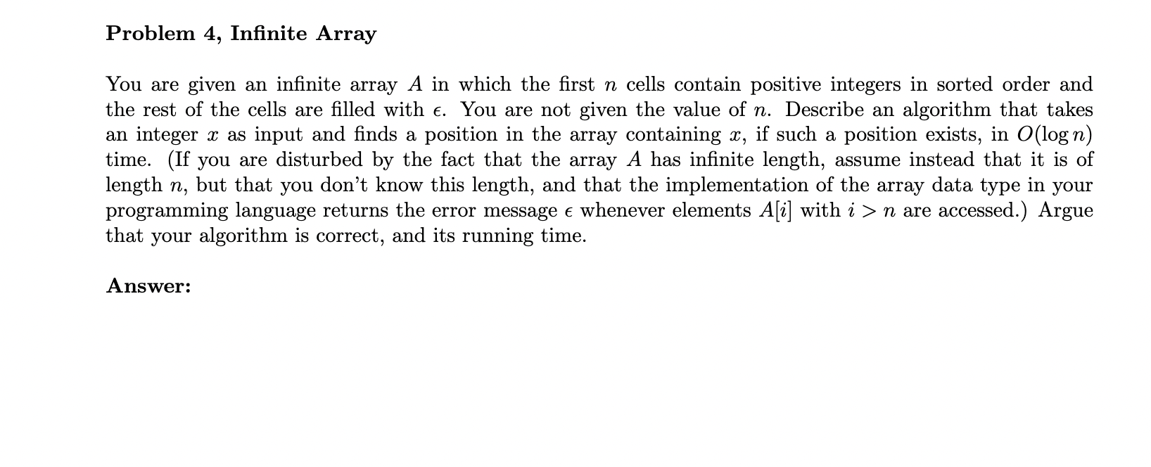 Solved Problem 4, Infinite Array You are given an infinite | Chegg.com