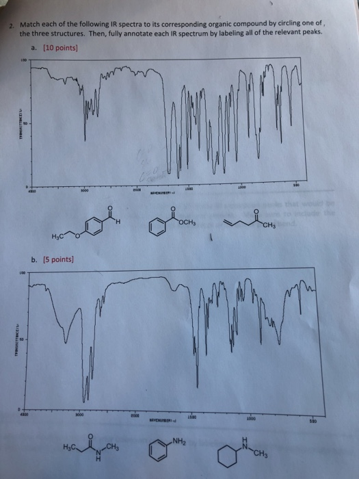 Solved Match each of the following IR spectra to its | Chegg.com
