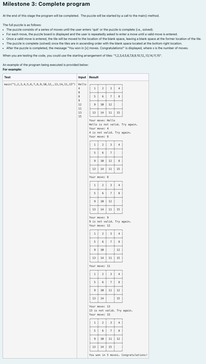 Solved Milestone 3: Complete program At the end of this | Chegg.com