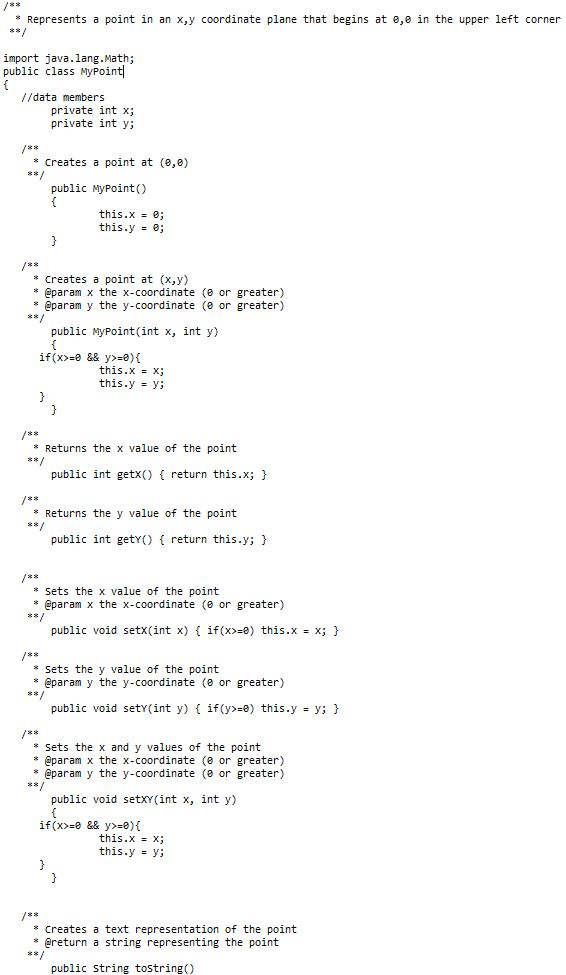 Solved While using the MyPoint and Circle classes that were | Chegg.com