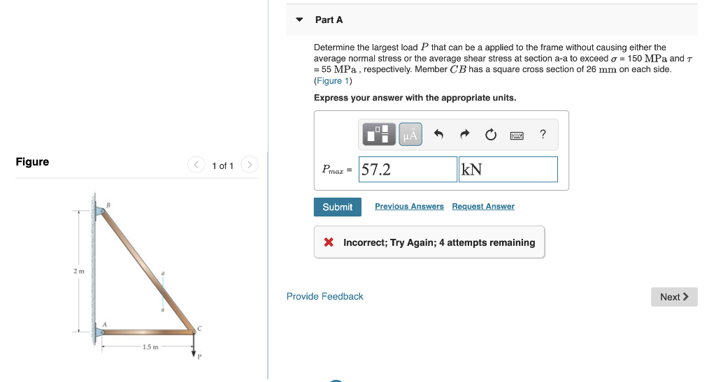 Solved Part A Determine the largest load P that can be a | Chegg.com