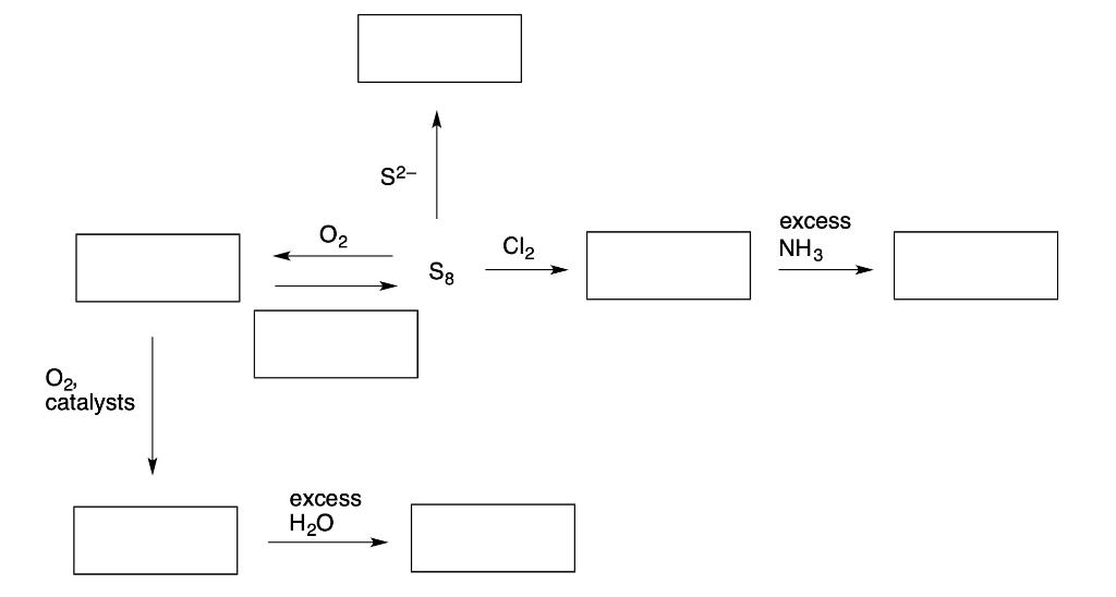 Solved S2- Cl2 excess NH3 S8 O2 catalysts excess H20 | Chegg.com