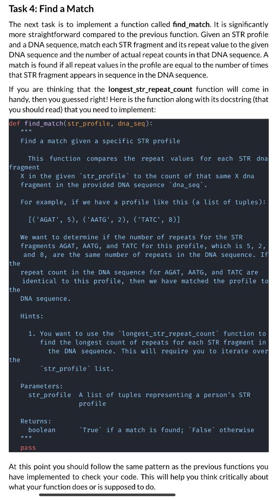 Solved Task 3: Longest STR Repeat Counts This task requires | Chegg.com