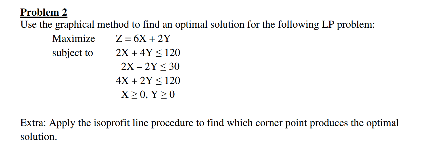 Solved Problem 2 Use the graphical method to find an optimal | Chegg.com