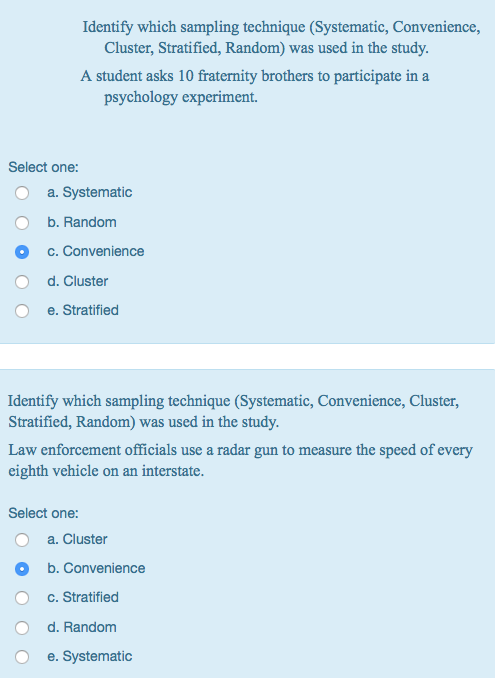 Solved Identify which sampling technique (Systematic, | Chegg.com